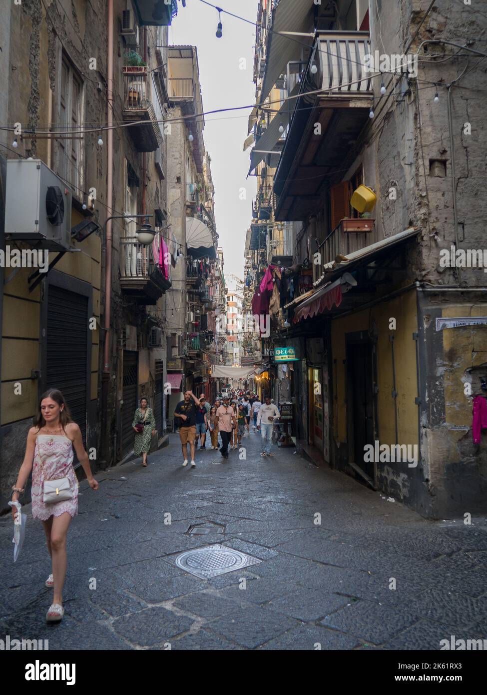 The narrow alleys of the Spanish quarters of Naples, Italy Stock Photo ...