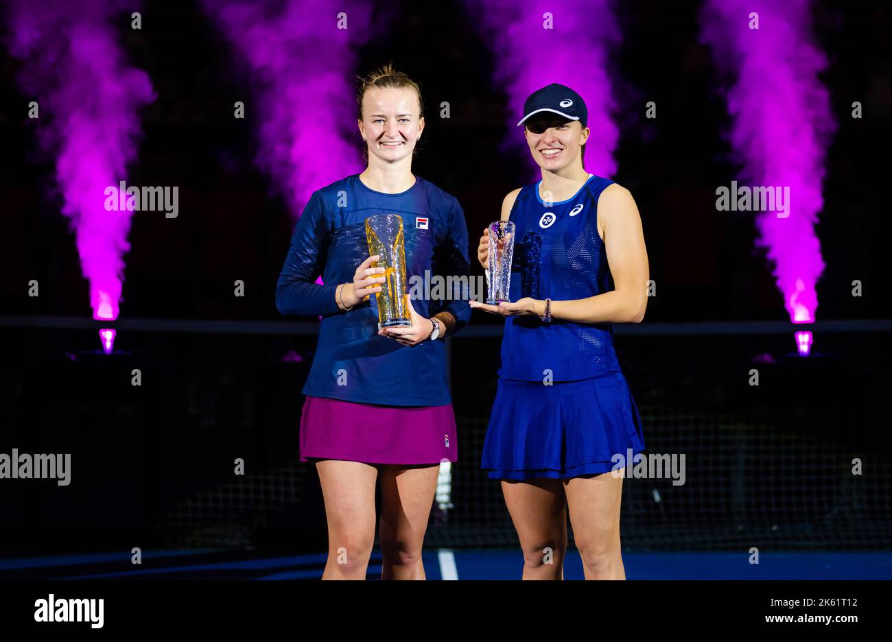 Barbora Krejcikova of the Czech Republic & Iga Swiatek of Poland during ...