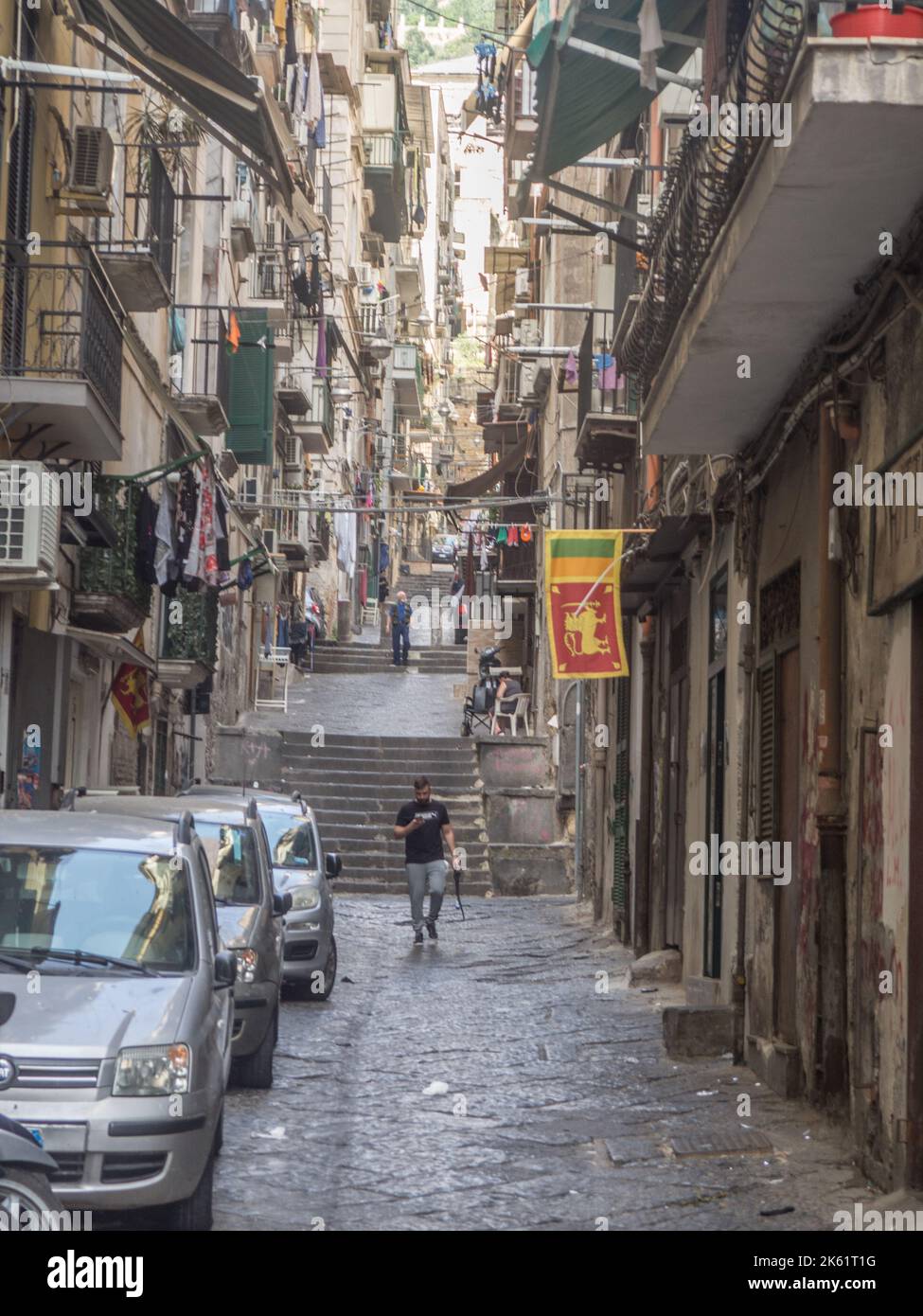 The narrow alleys of the Spanish quarters of Naples, Italy Stock Photo ...