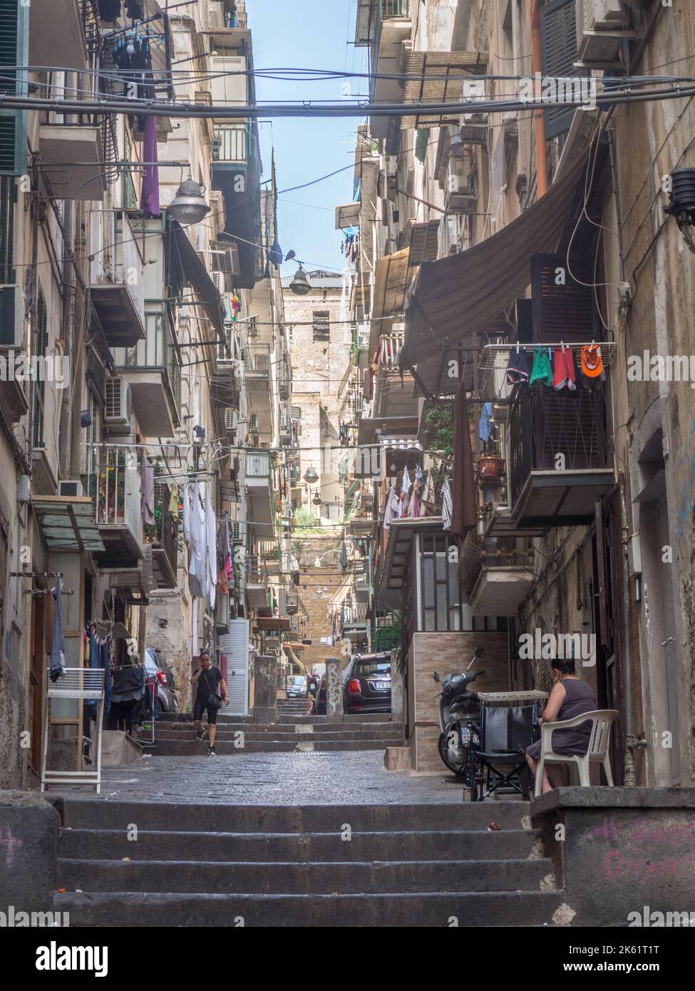 The narrow alleys of the Spanish quarters of Naples, Italy Stock Photo ...