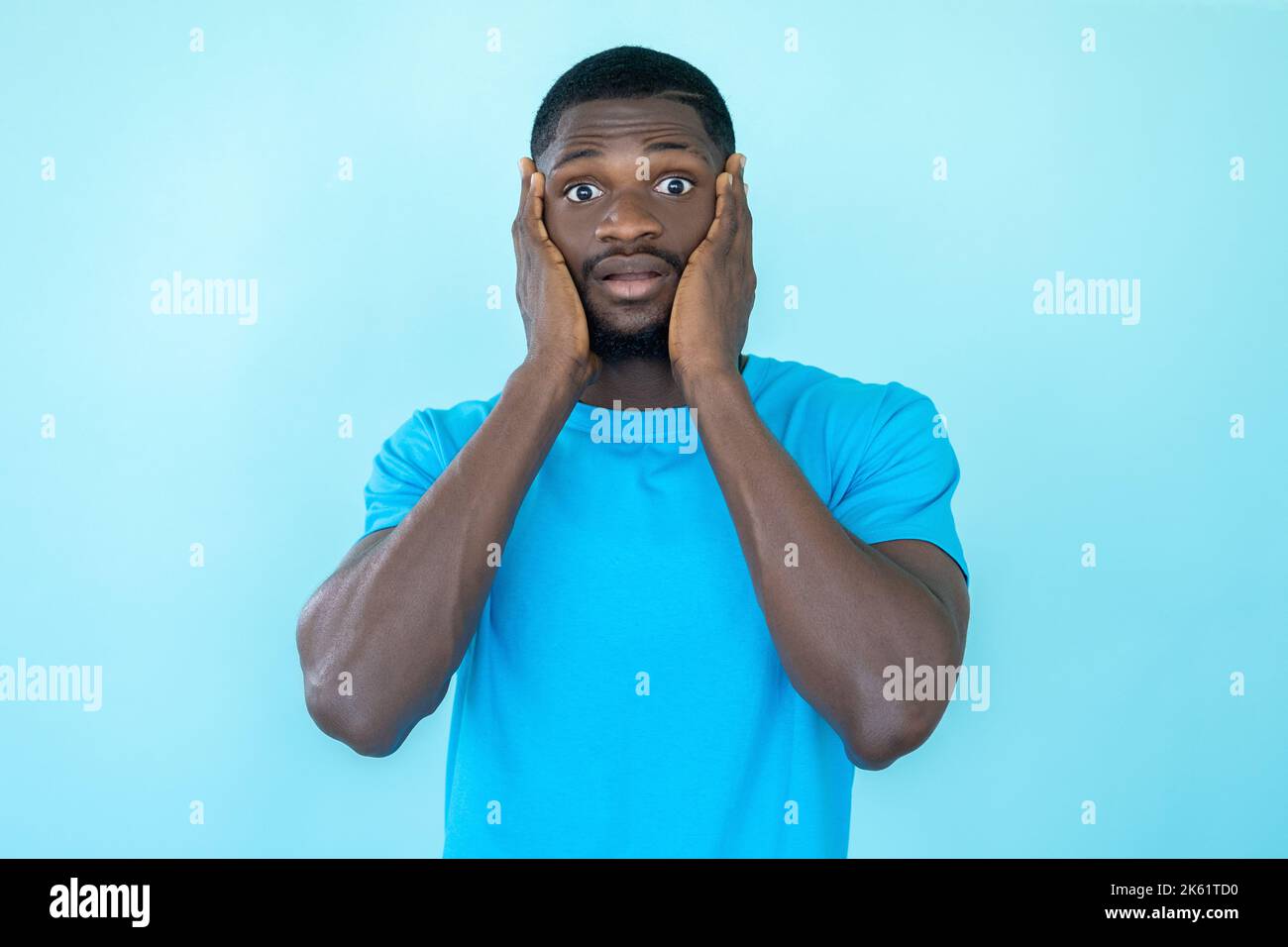 scared man fear expression stress problem worried Stock Photo - Alamy