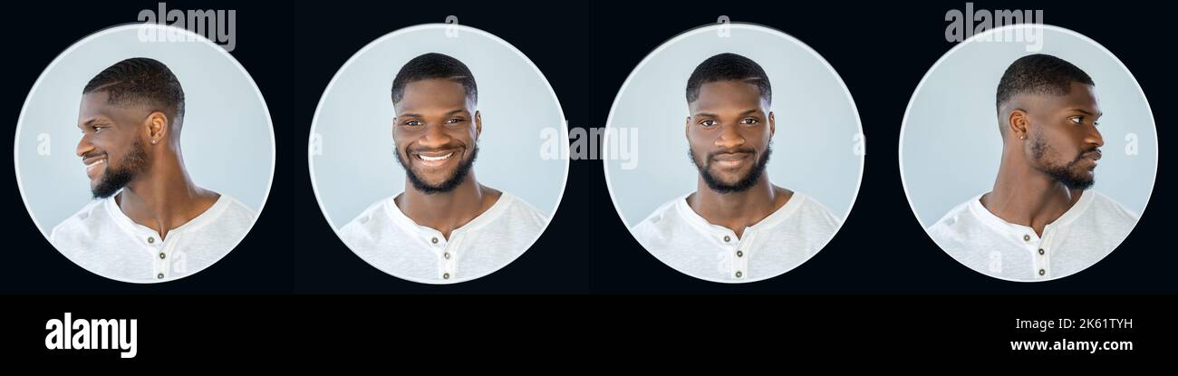 man face collage advertising flyer avatar emotion Stock Photo - Alamy