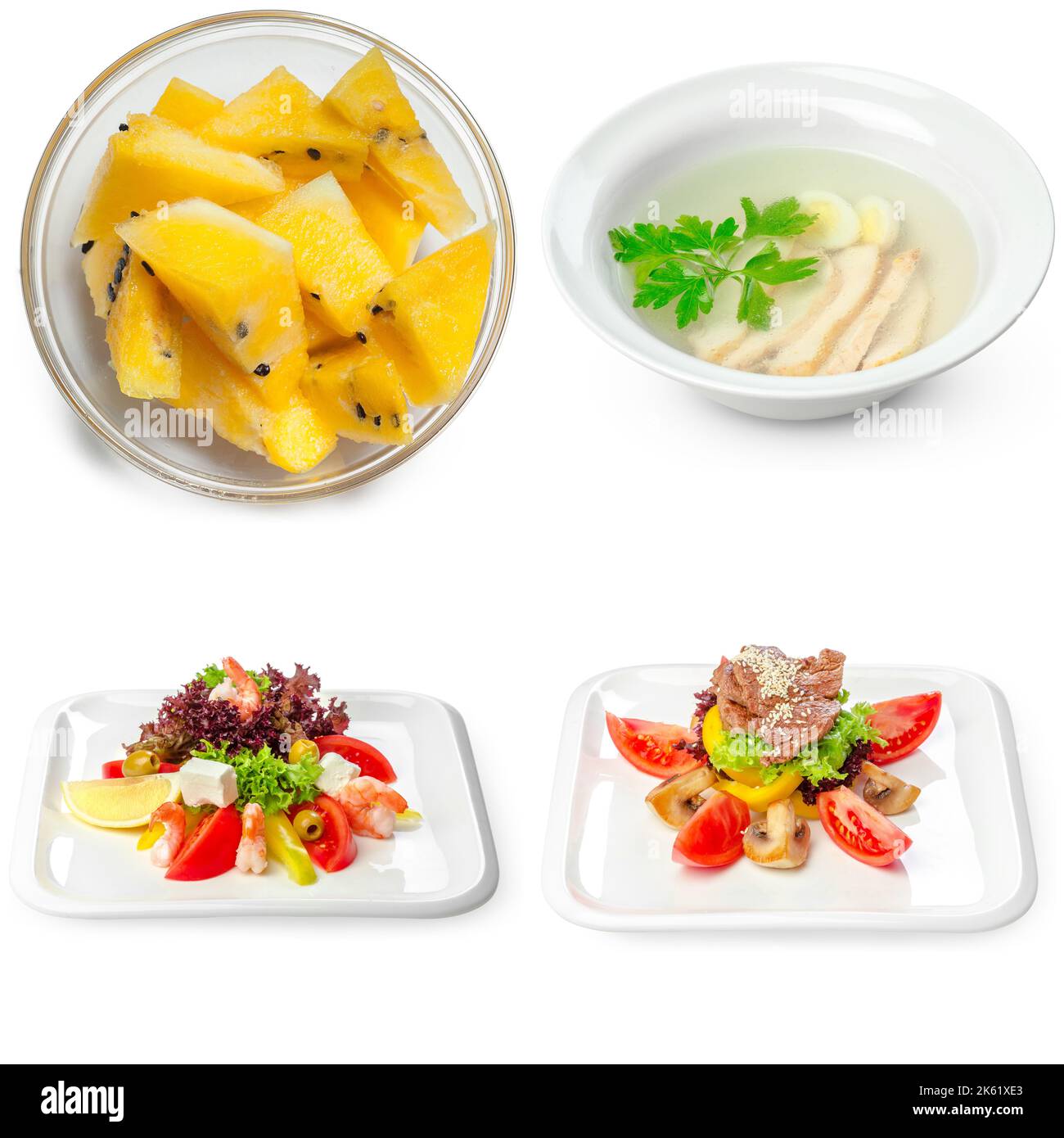 collage set desserts and snacks on a white background Stock Photo - Alamy