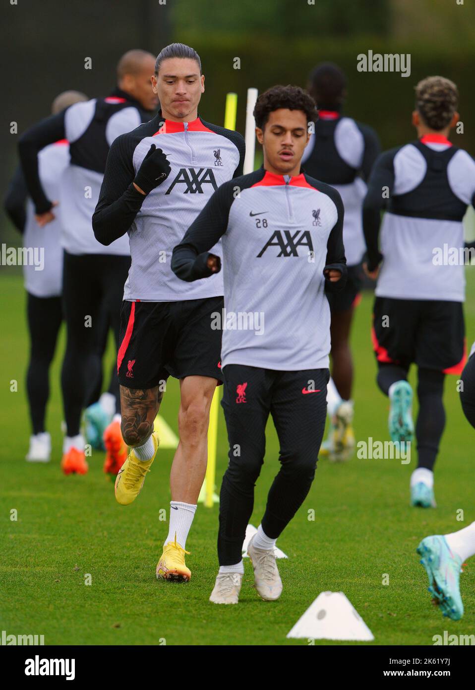 Liverpool's Fabio Carvalho and Darwin Nunez during a training session ...