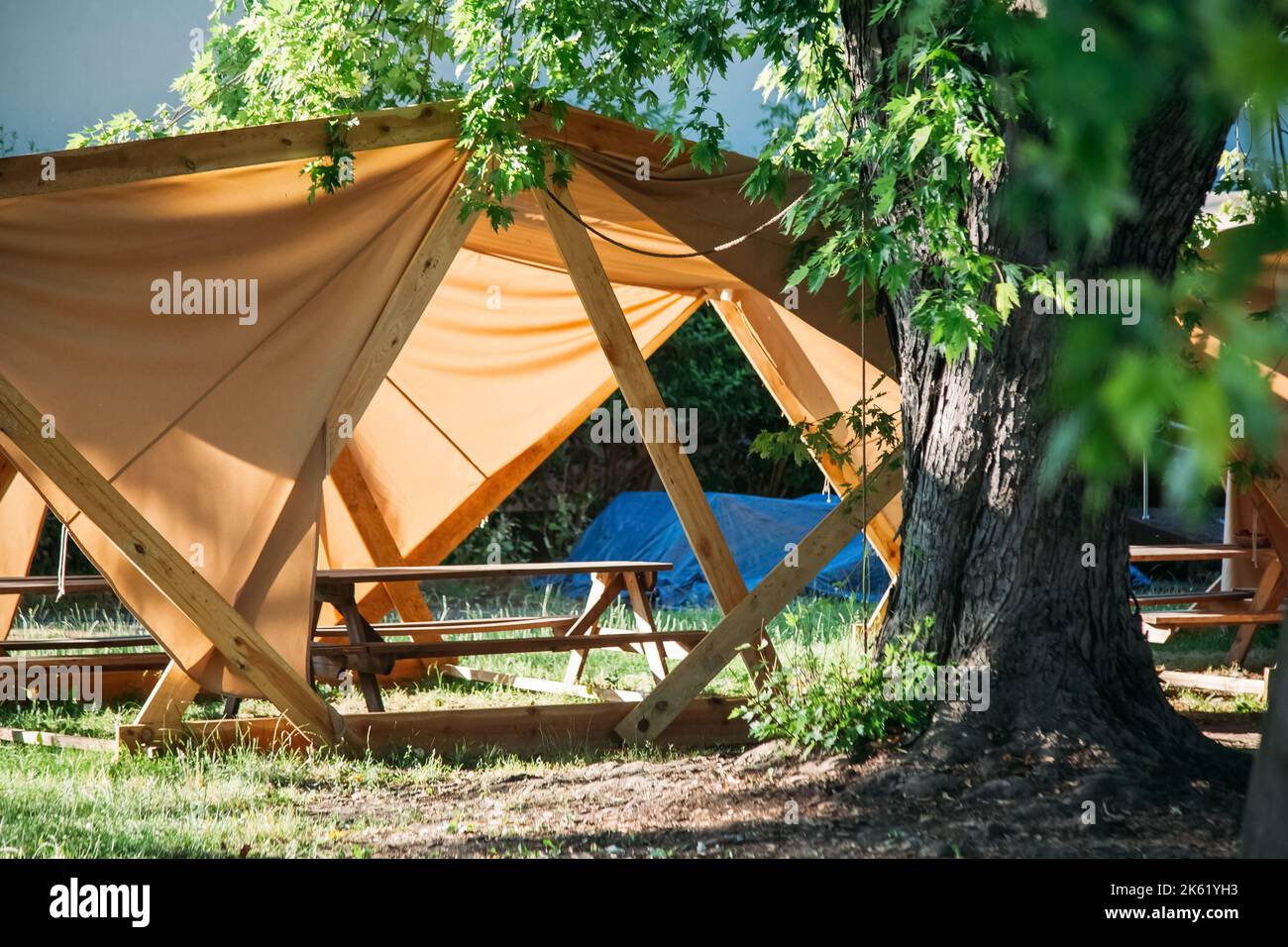 picnic zone close nature enjoying rest wooden Stock Photo - Alamy