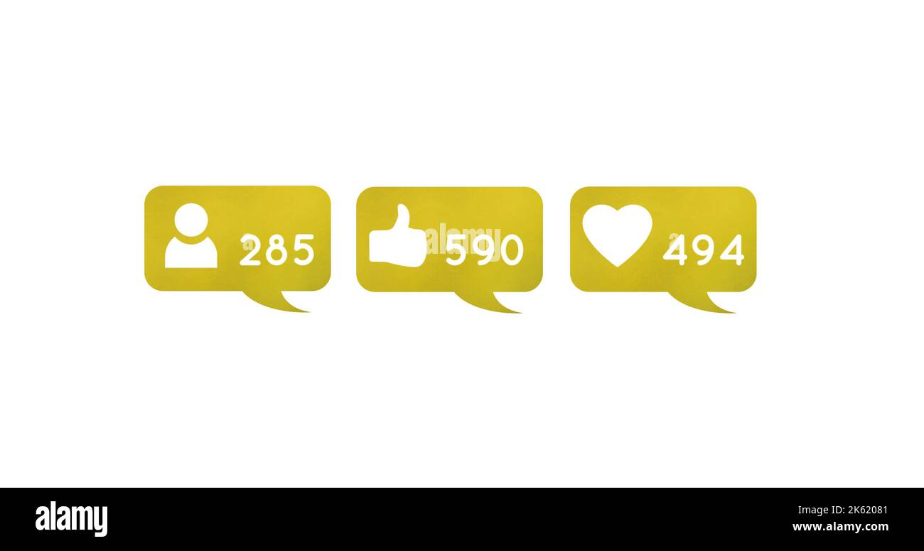 Image of social media reactions on white background Stock Photo - Alamy