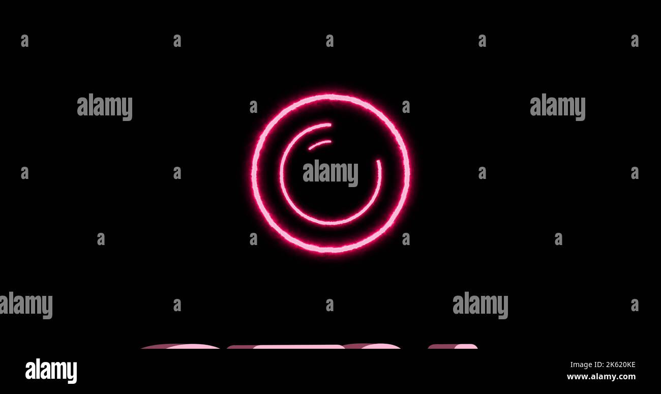Illustration of illuminated pink colored circle against black ...