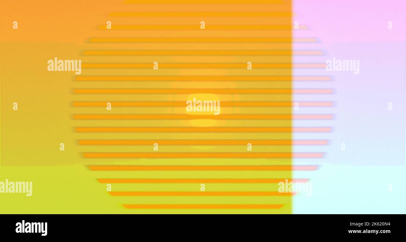 Illustration of lines forming circle over sun rising between mountains ...
