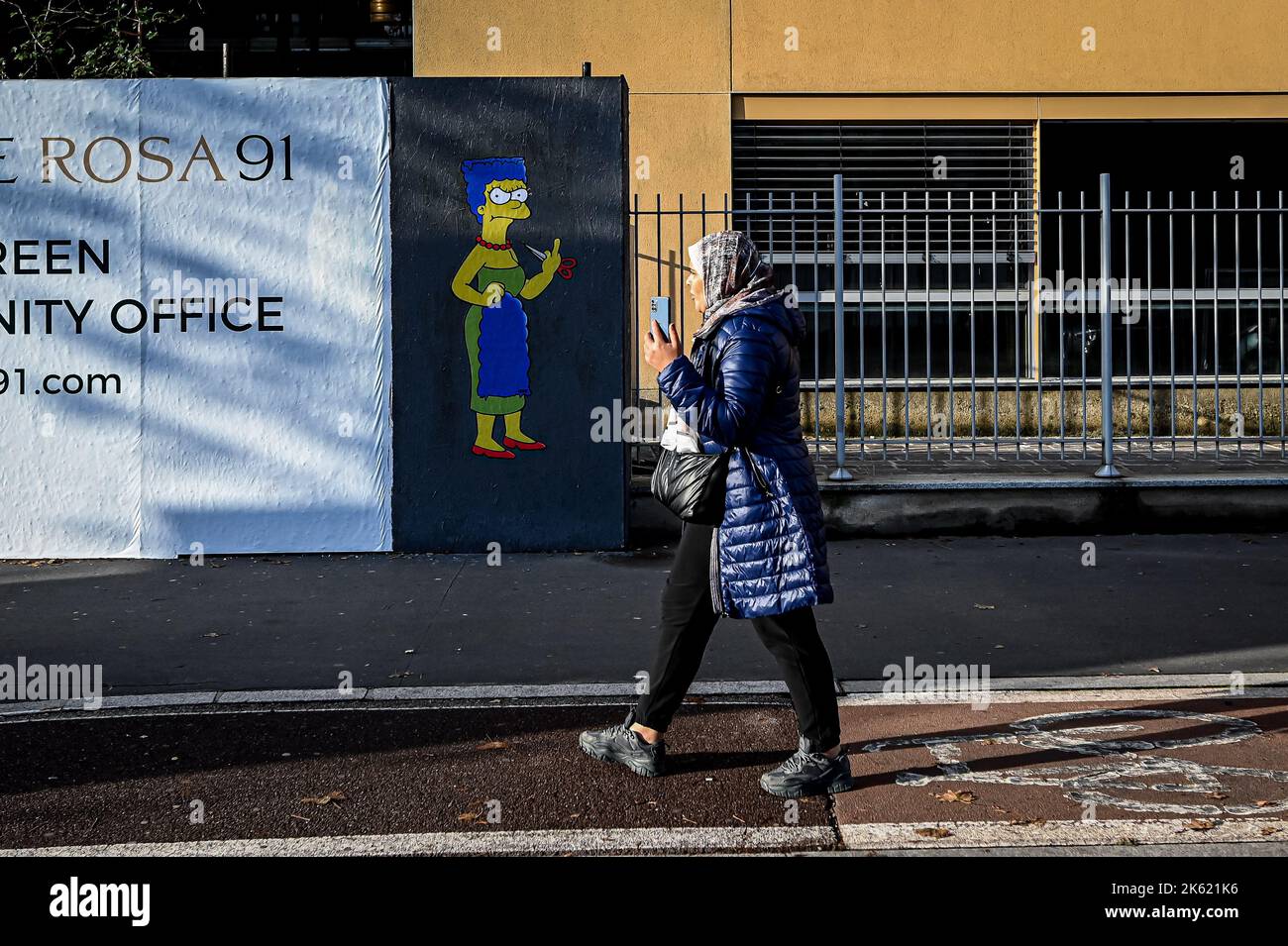 Milan, Italy. 11th Oct, 2022. Milan, Italy - October 11, 2022: a woman ...