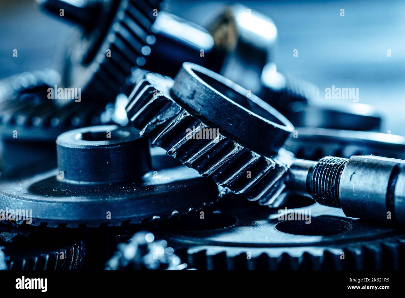 Gears. Machine part. Neon color Stock Photo - Alamy