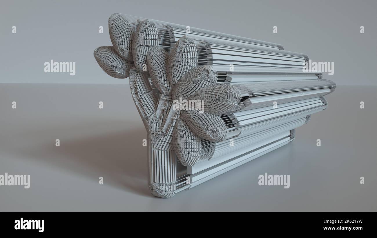3D Illustration of a building based on the diagram of a tree. View the ...