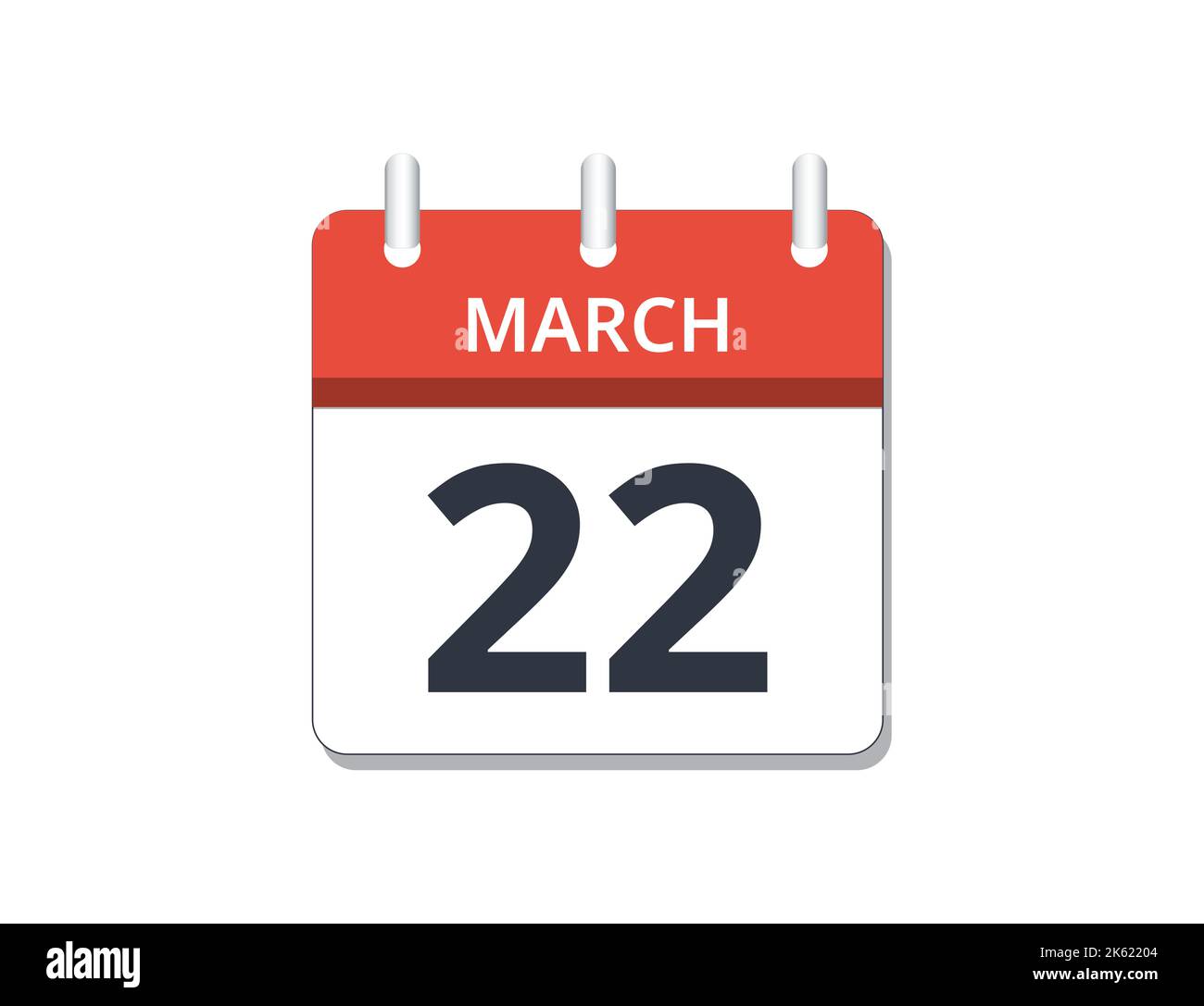 March, 22nd calendar icon vector. Concept of schedule, business and ...