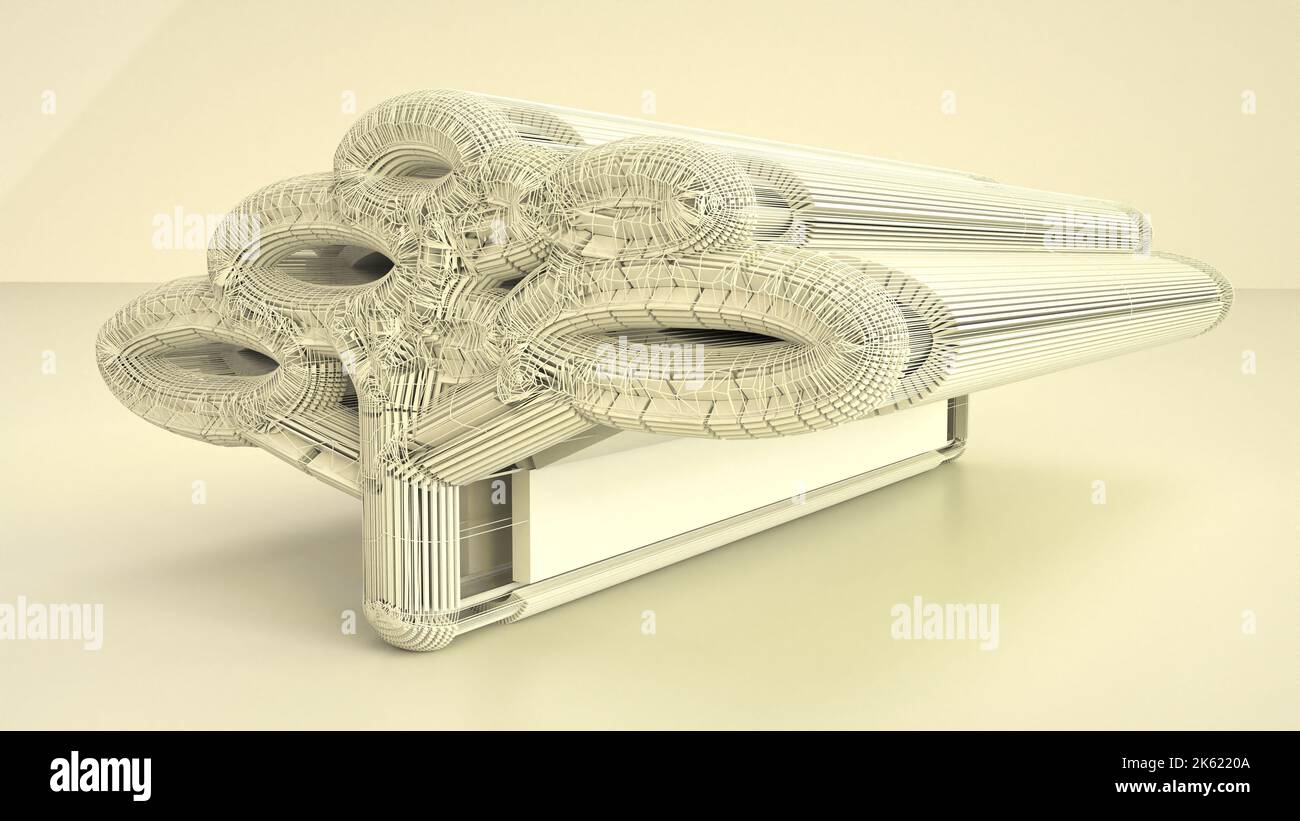 3D Illustration of a building based on the diagram of a tree. View the ...