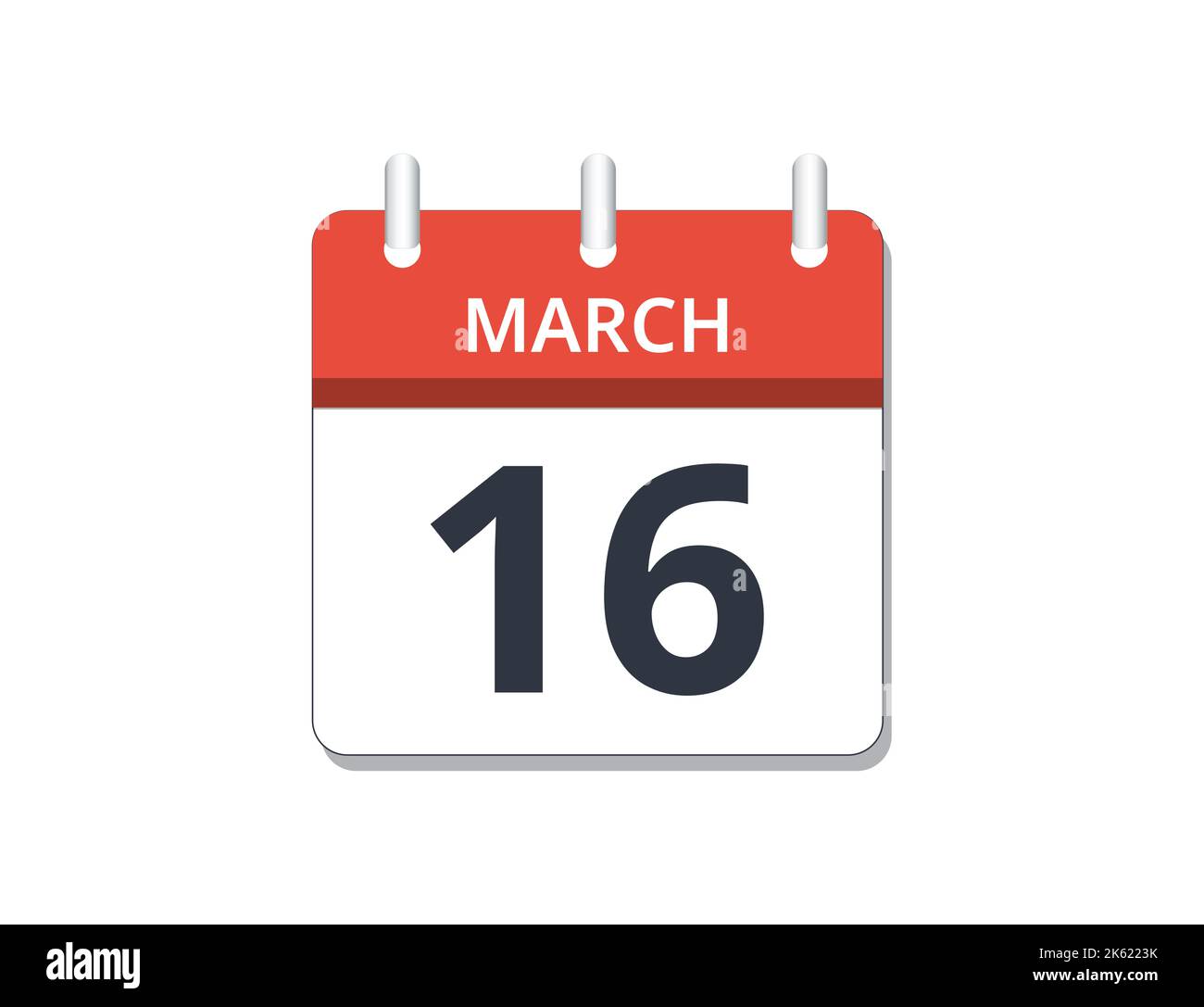 March, 16th calendar icon vector. Concept of schedule, business and ...