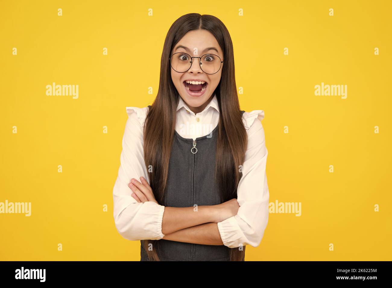 Teenager girl with shocked facial expression. Surprised face expression ...
