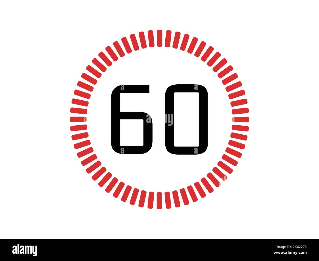 Red 60 Seconds Time Stopwatch Icon And Time Counter Stock Vector Image