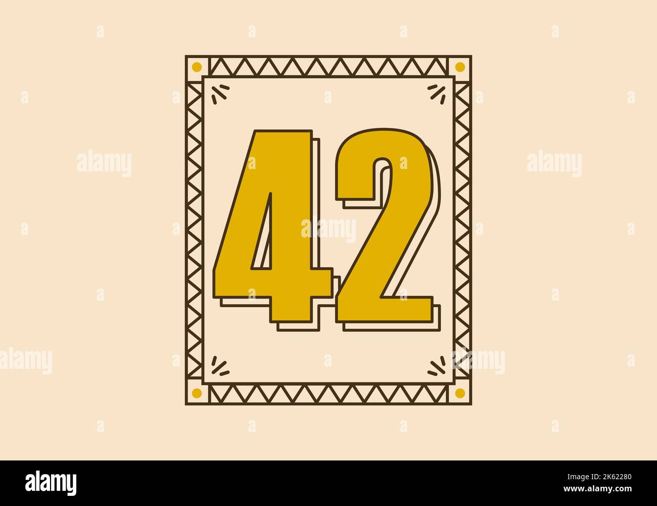 Retro rectangle frame with number 42 on it Stock Vector Image & Art - Alamy
