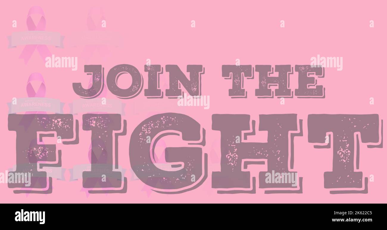 Illustration of join the fight with pink awareness ribbons against pink ...