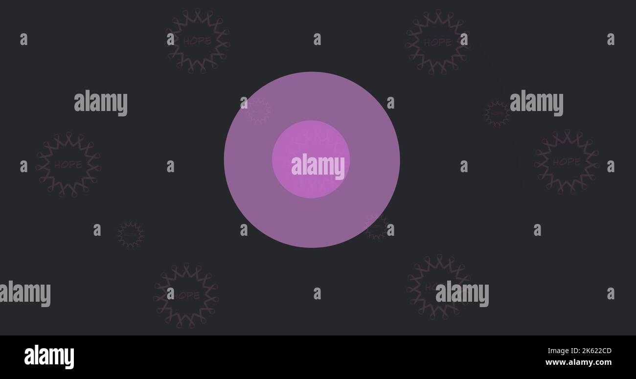 Illustration of hope text in abstract patterns with pink circles on ...