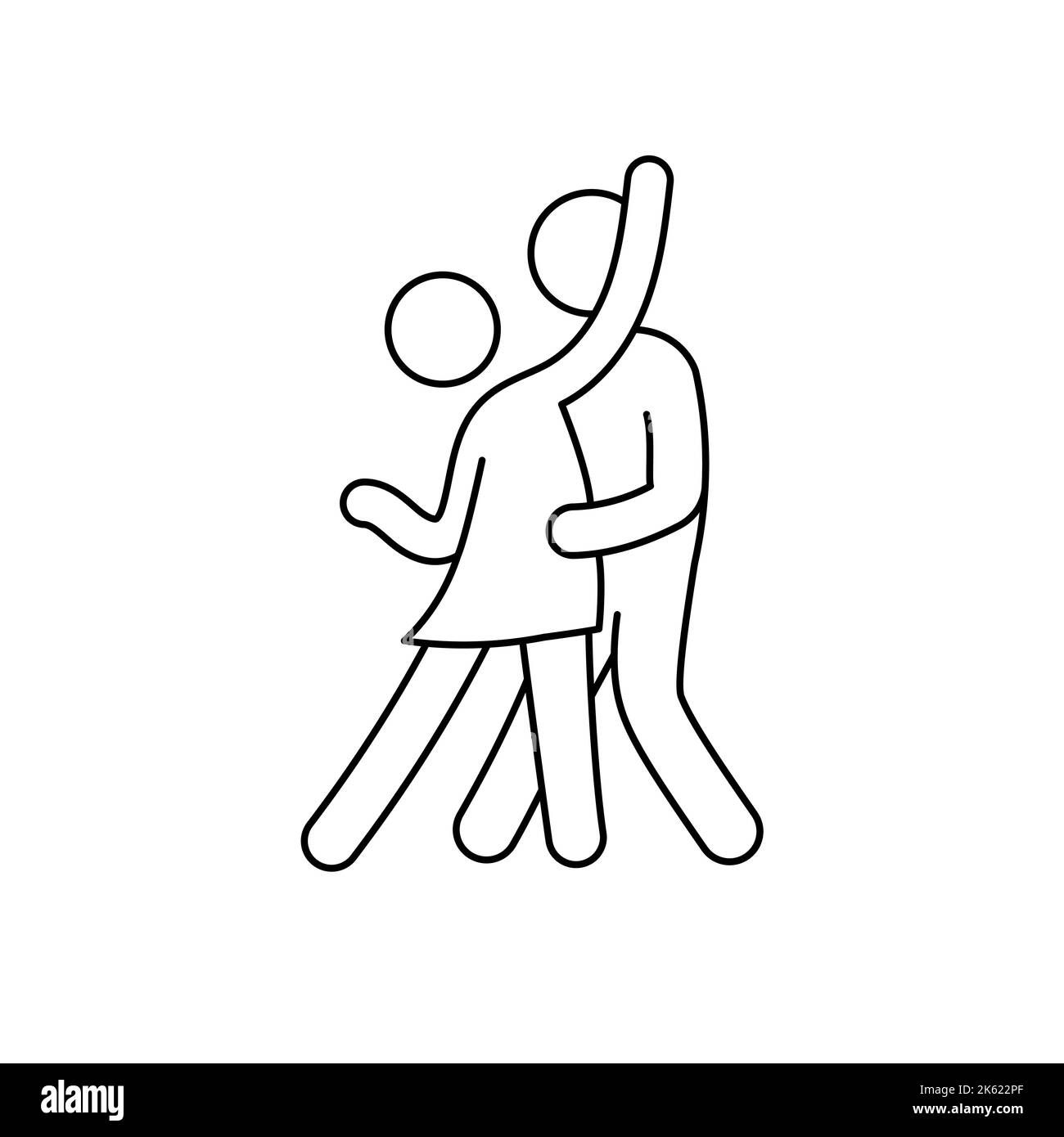 Line dancer couple icon. Latin, tango, salsa girl, boy pose outline ...