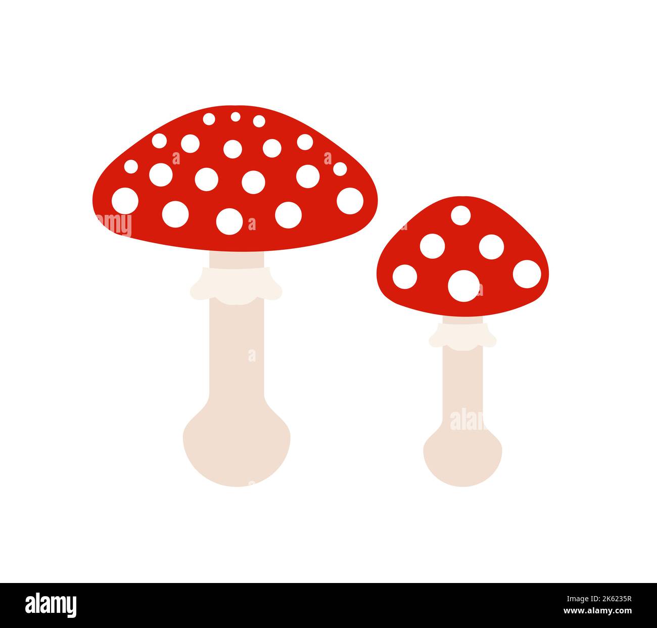 Red toadstool mushrooms icons cartoon drawing isolated on white ...