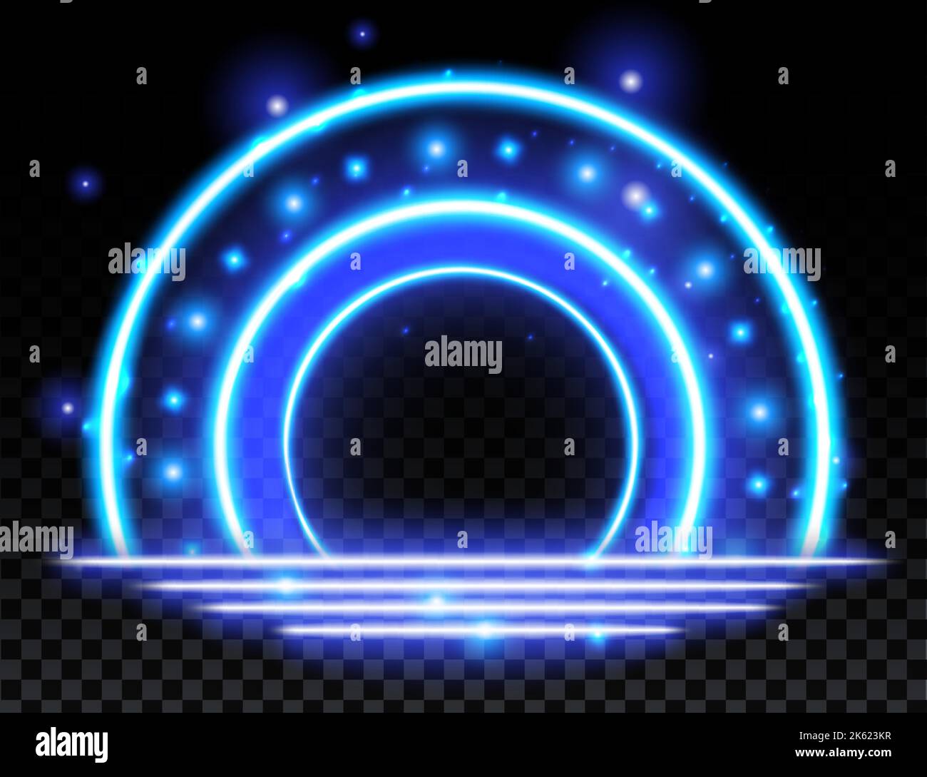 Blue magic arc. Abstract magic light effect. Luminous neon arch lines ...