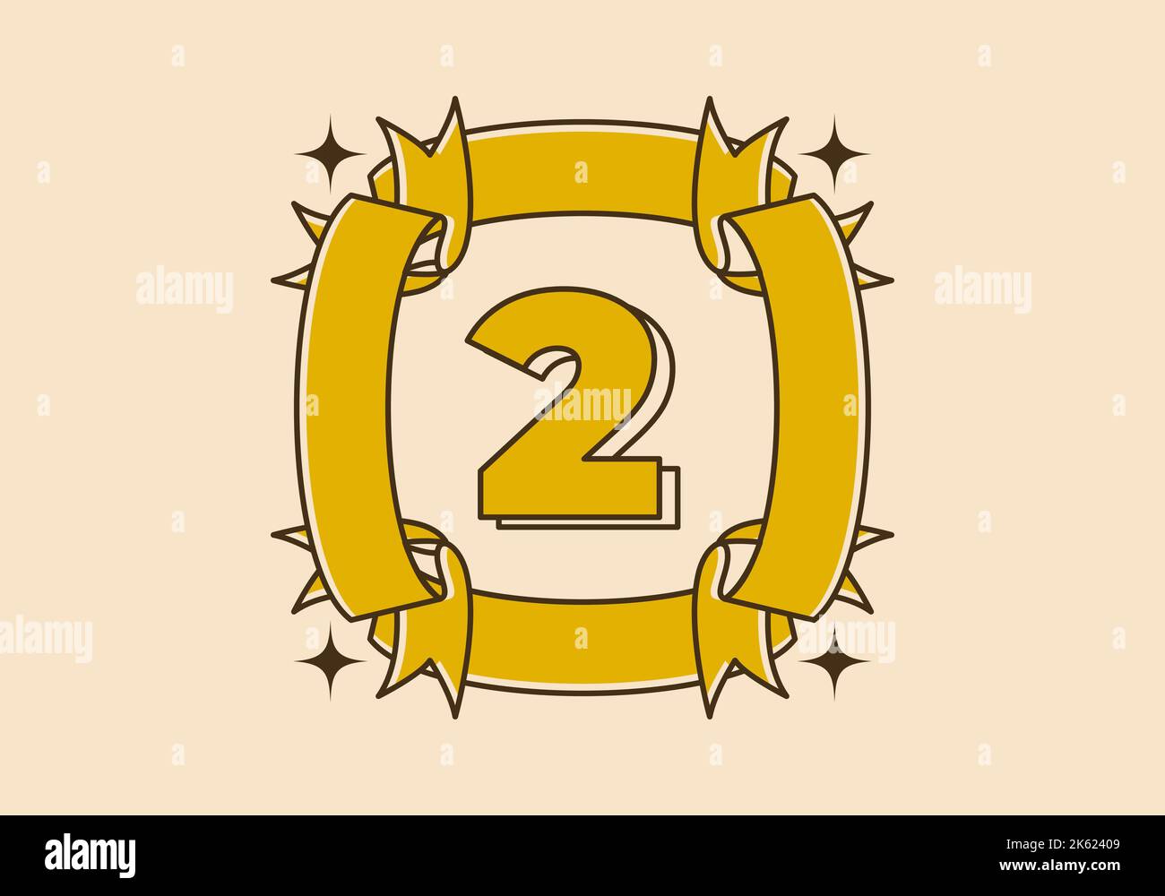 Vintage retro style frame design with number two on it Stock Vector ...
