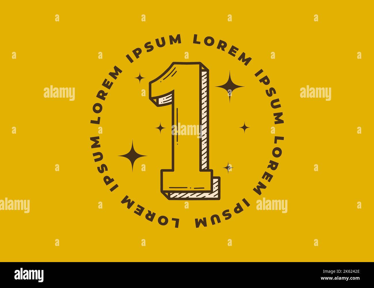 Number one retro illustration design on a yellow background Stock ...
