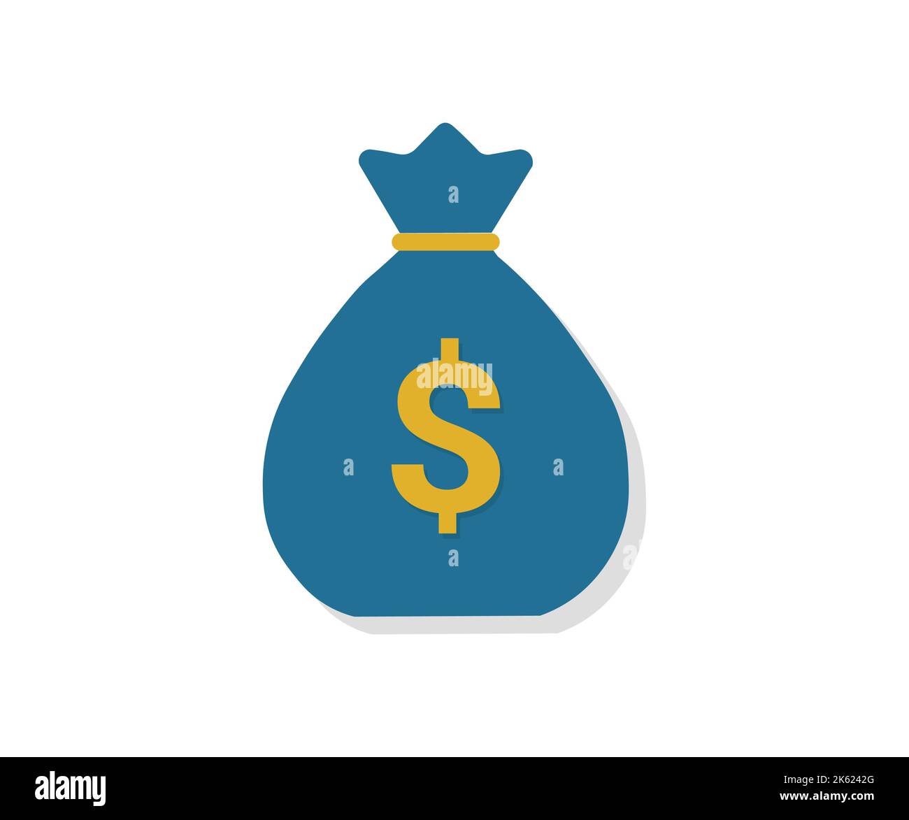 Blue and gold money bag icon. Concept of economy and transfer money and ...