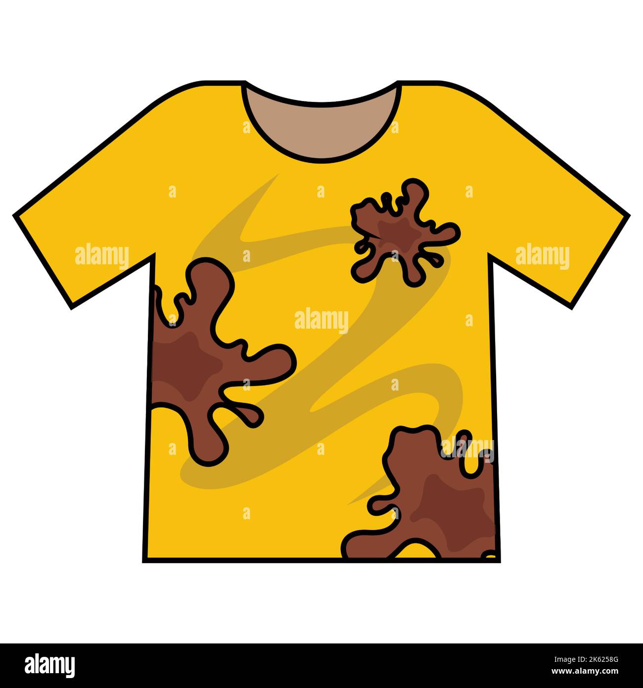 dirty men t-shirt with food stain. sweat stains on clothes. flat vector ...