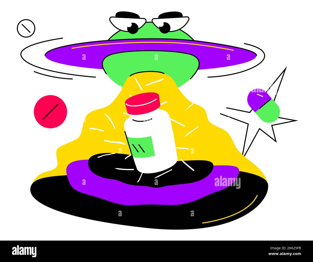 Magic medicine - colorful flat design style illustration with linear ...