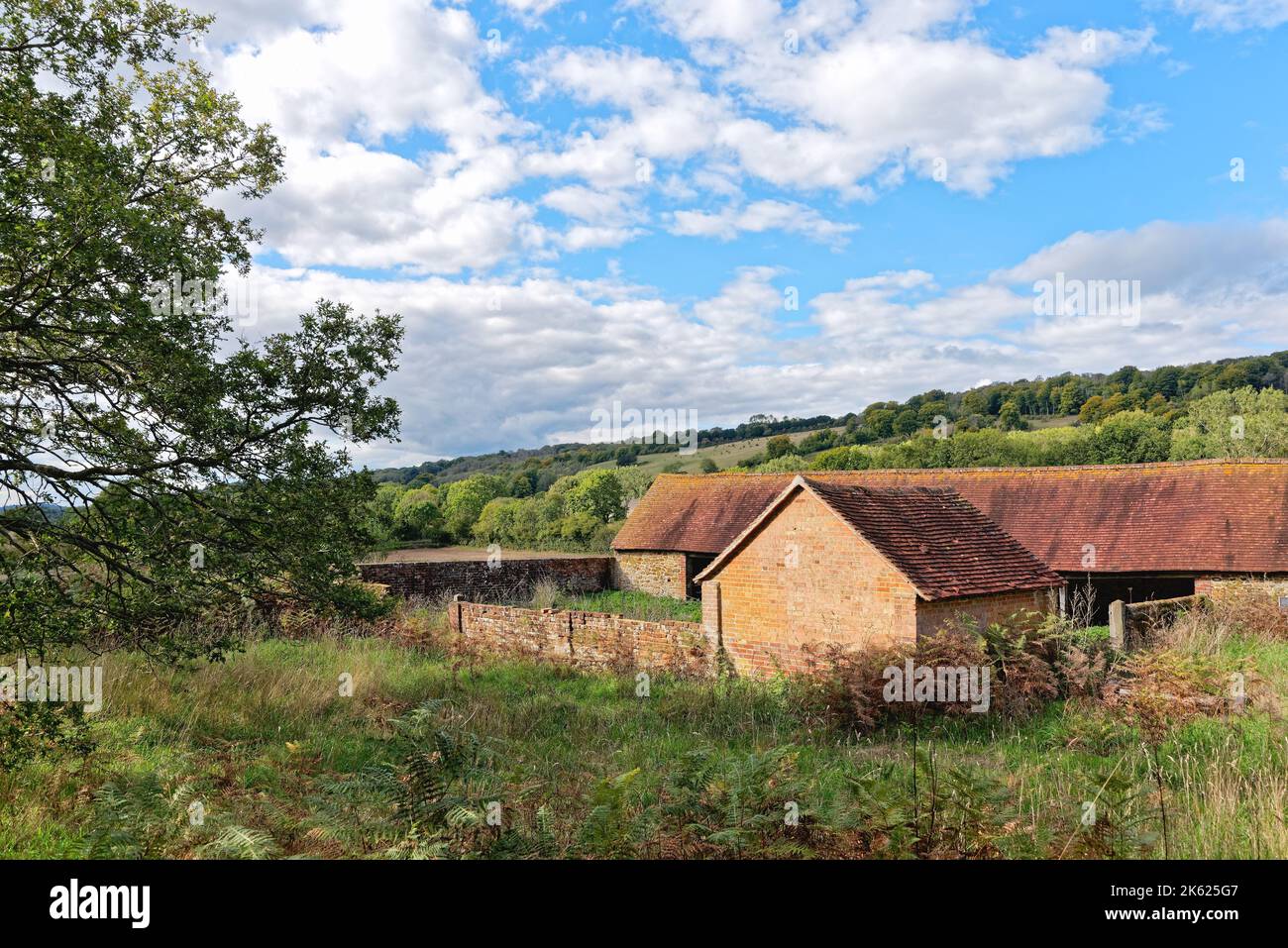 Leasors barn in the Surrey Hills at Abinger Roughs near Dorking on an ...