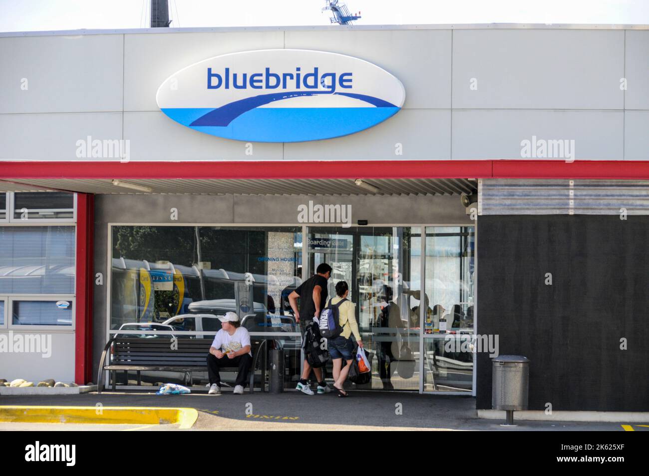 Bluebridge car/passenger ferry terminal in Wellington on the north island of New Zealand. It is ...