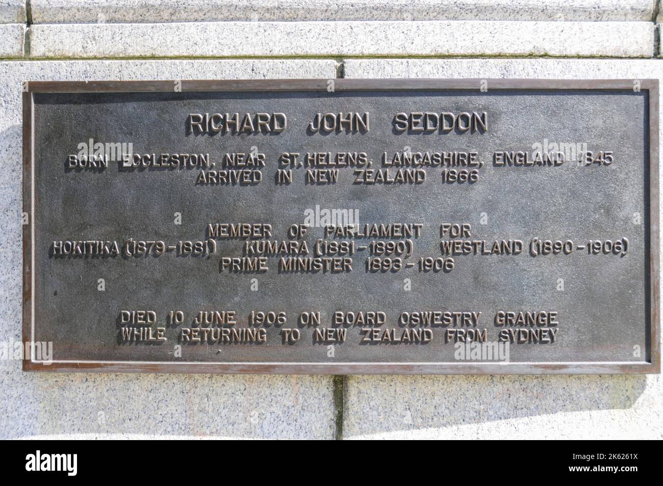 Nameplate of New Zealand's longest serving primer minister, Richard ...