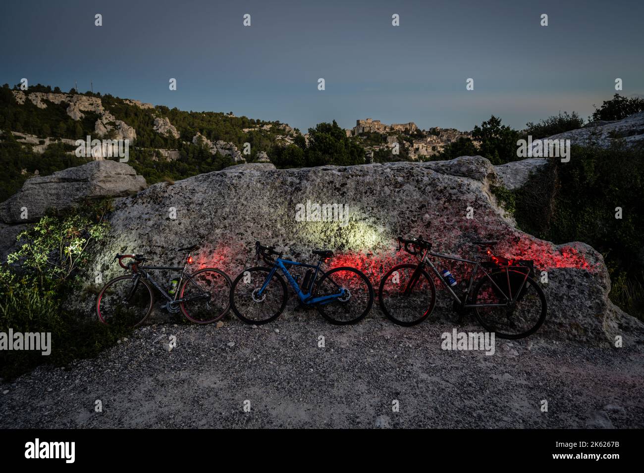 Cycling night ride around the Alpilles, San Remy, Provence, France ...