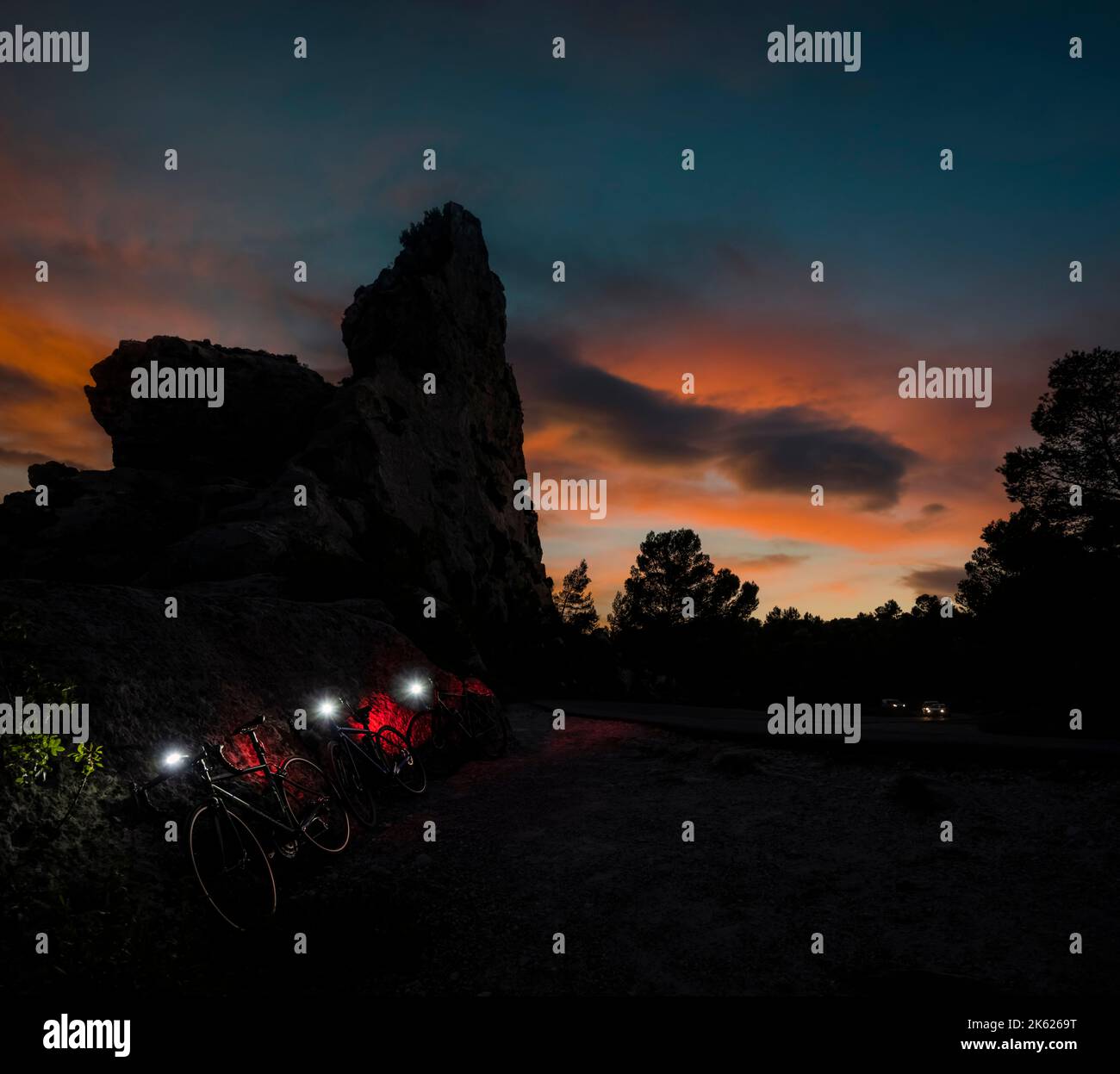 Cycling night ride around the Alpilles, San Remy, Provence, France ...