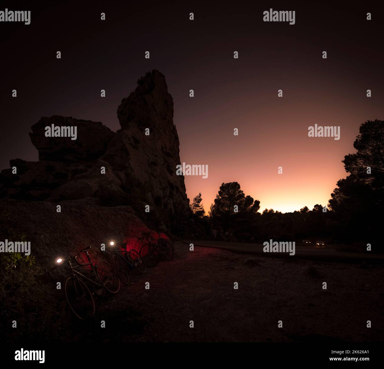 Cycling night ride around the Alpilles, San Remy, Provence, France ...