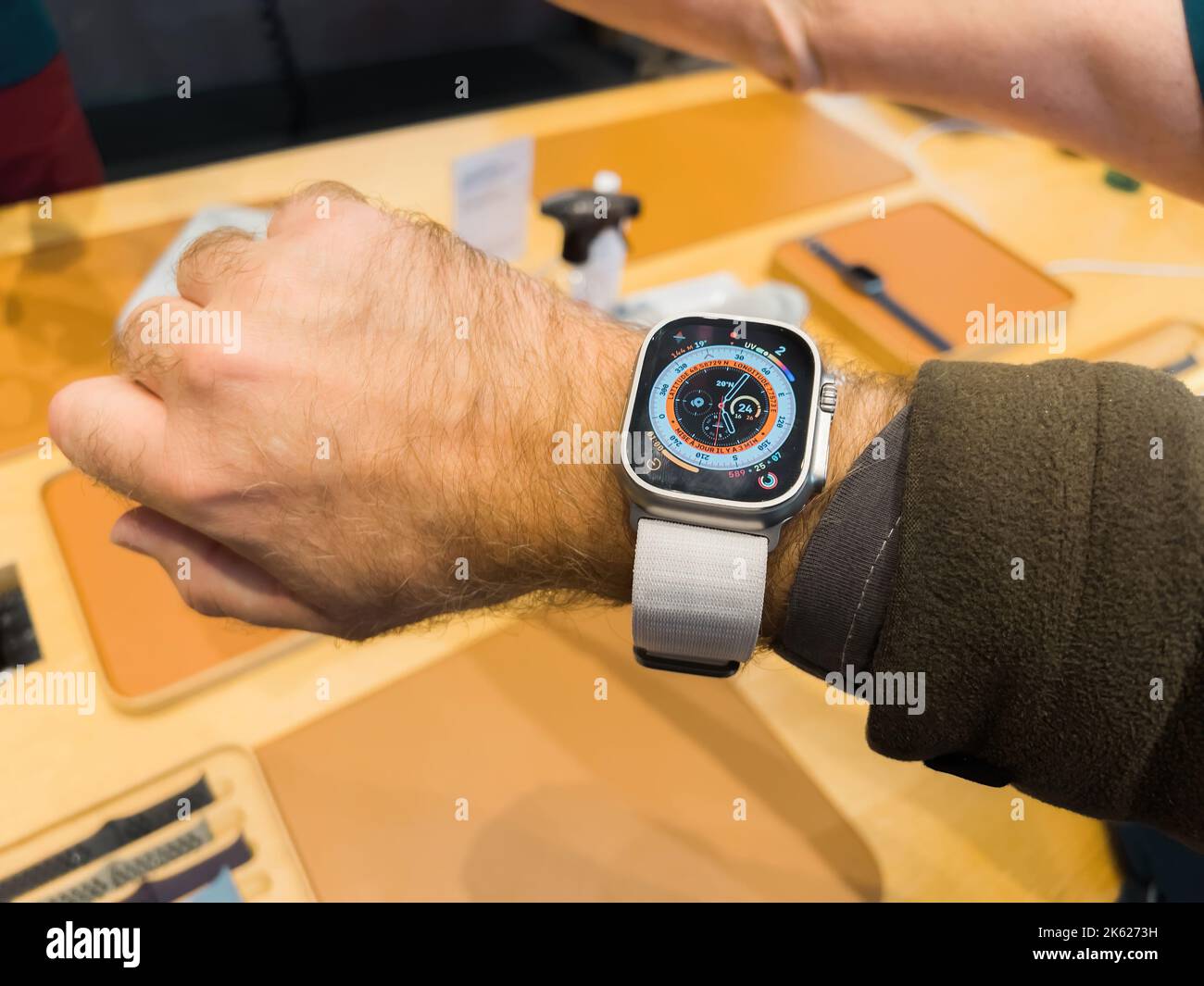 Paris, France - Sep 23, 2022: Apple Store first day of sale for new ...