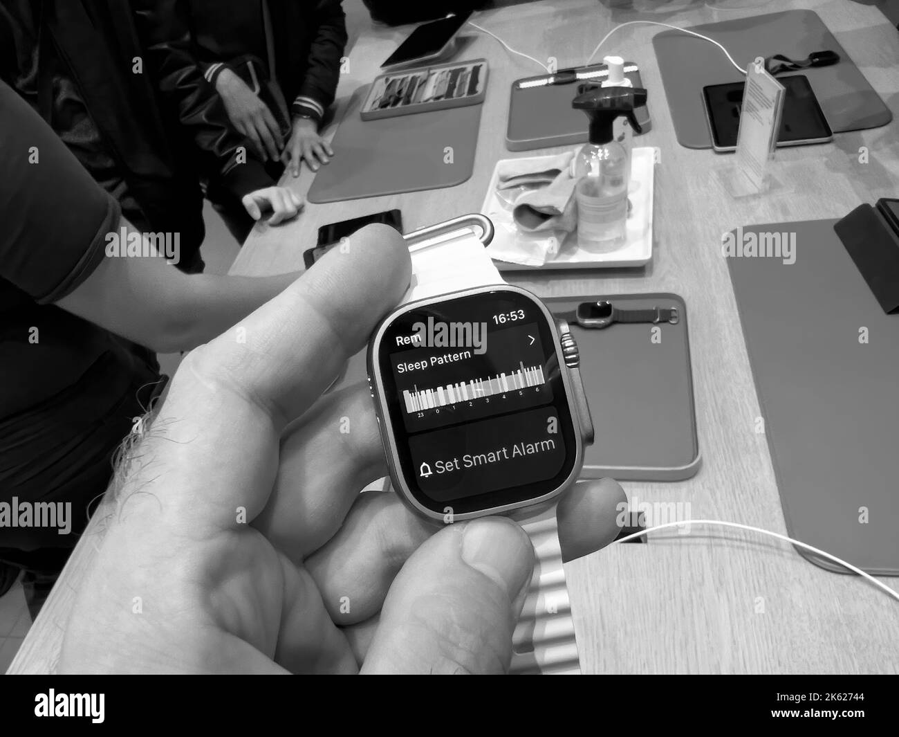 Paris, France - Sep 23, 2022: REM sleep pattern on the new titanium ...