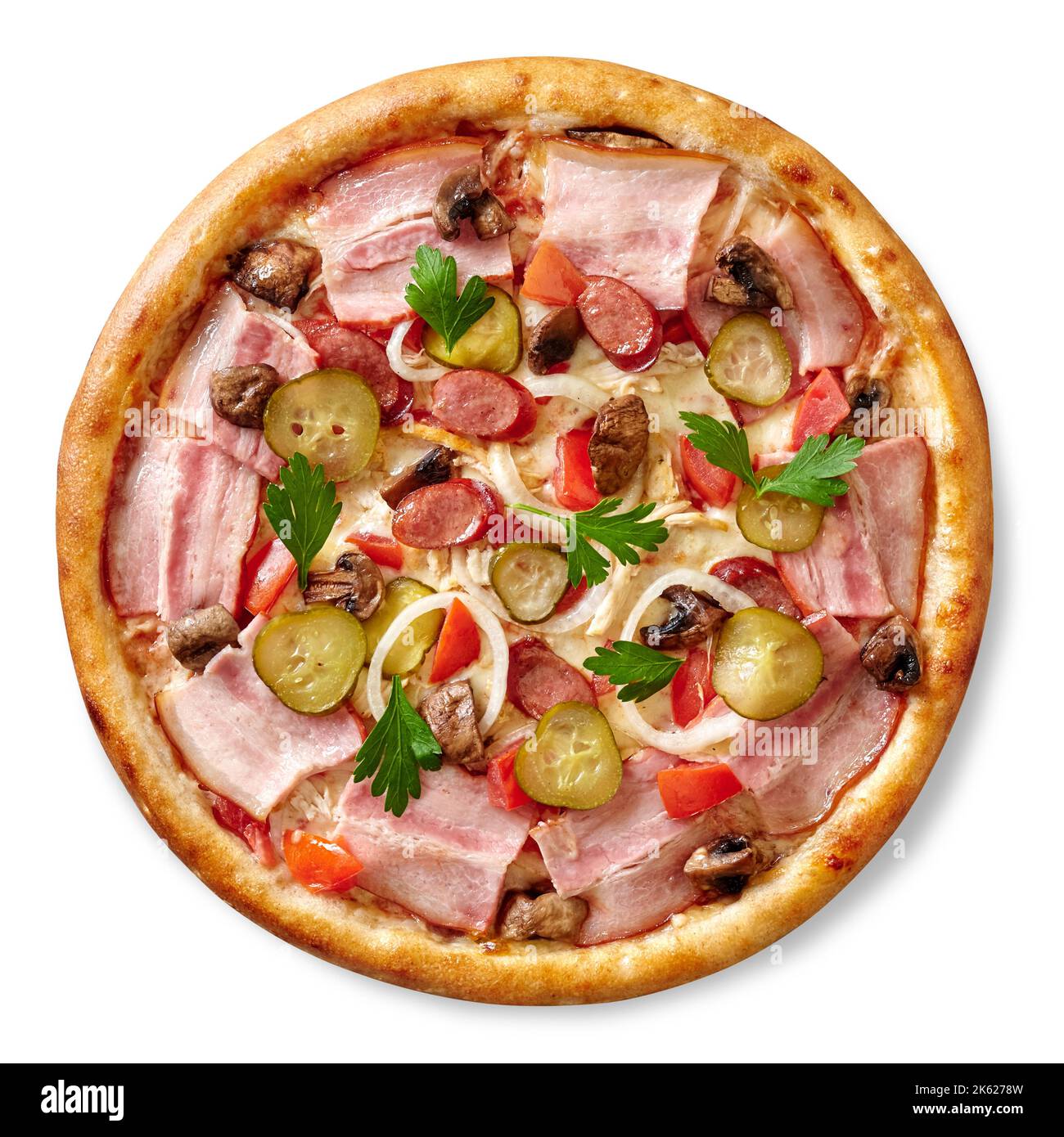 Pizza chicken bacon vegetables Cut Out Stock Images & Pictures - Alamy