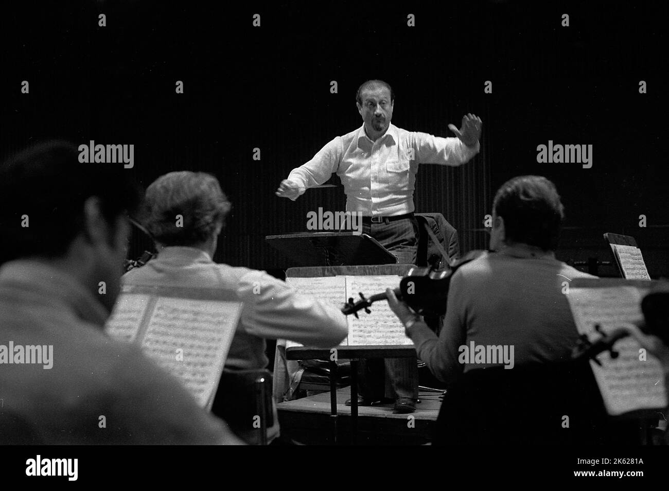 Pedro Ignacio Calderon, Argentine orchestra conductor, rehearsing the ...