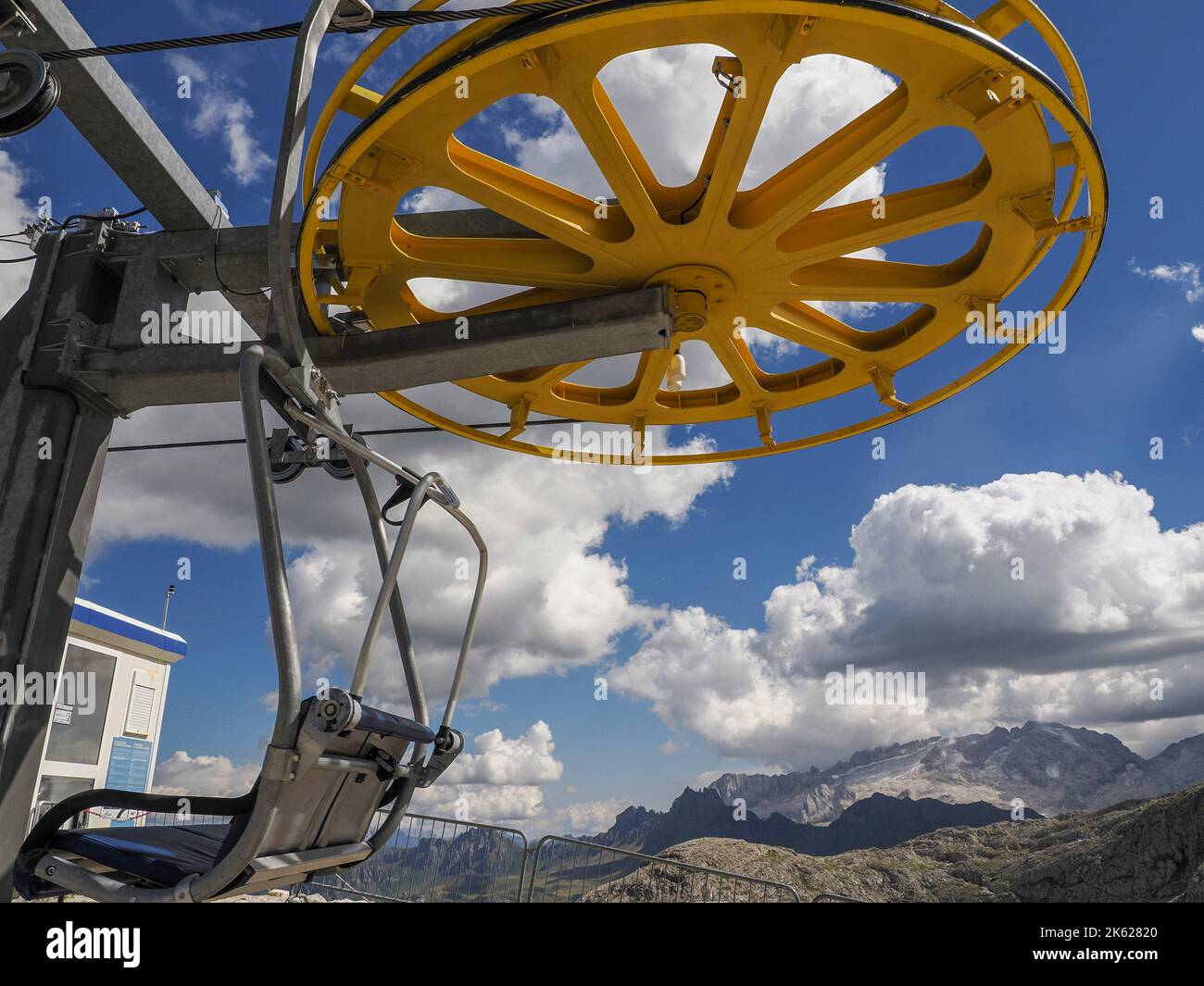 chair cable lift in dolomites mountains Stock Photo - Alamy