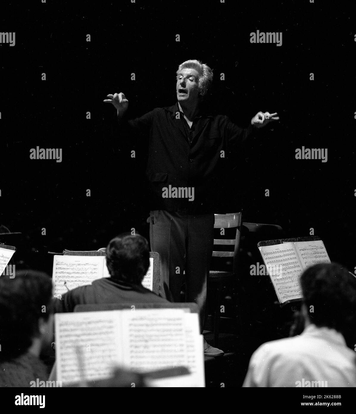Peter Maag, Swiss orchestra conductor, rehearsing at the Teatro Colon ...
