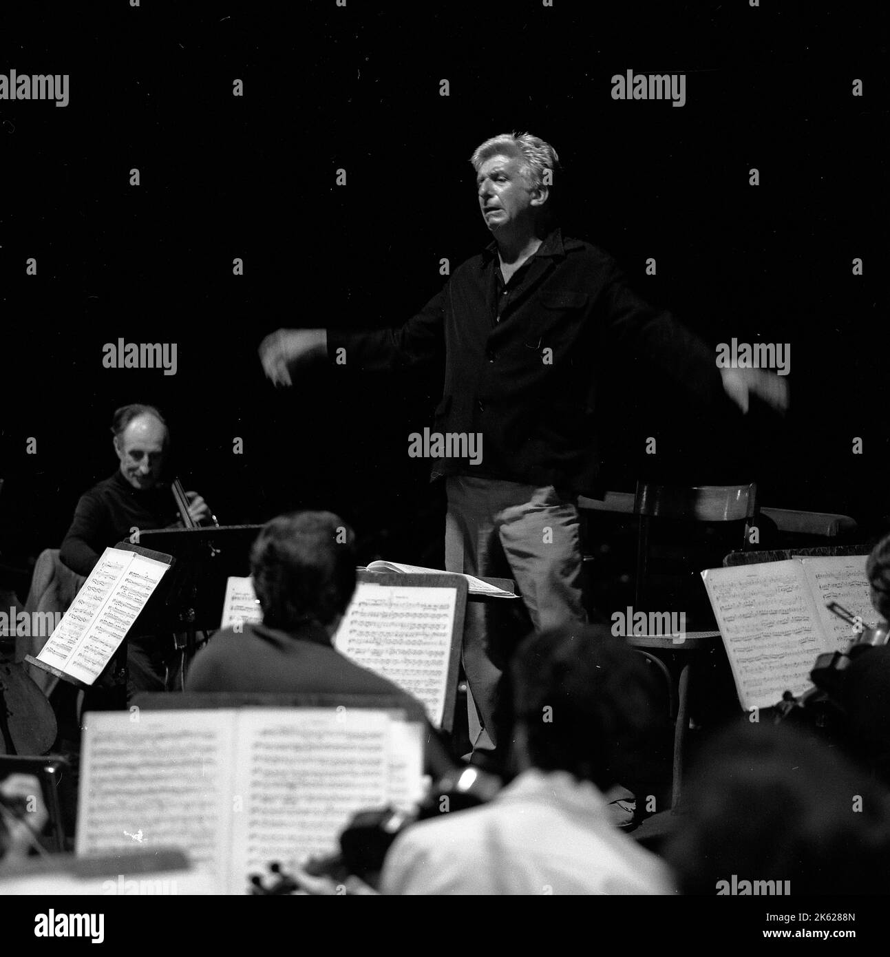 Peter Maag, Swiss orchestra conductor, rehearsing at the Teatro Colon ...