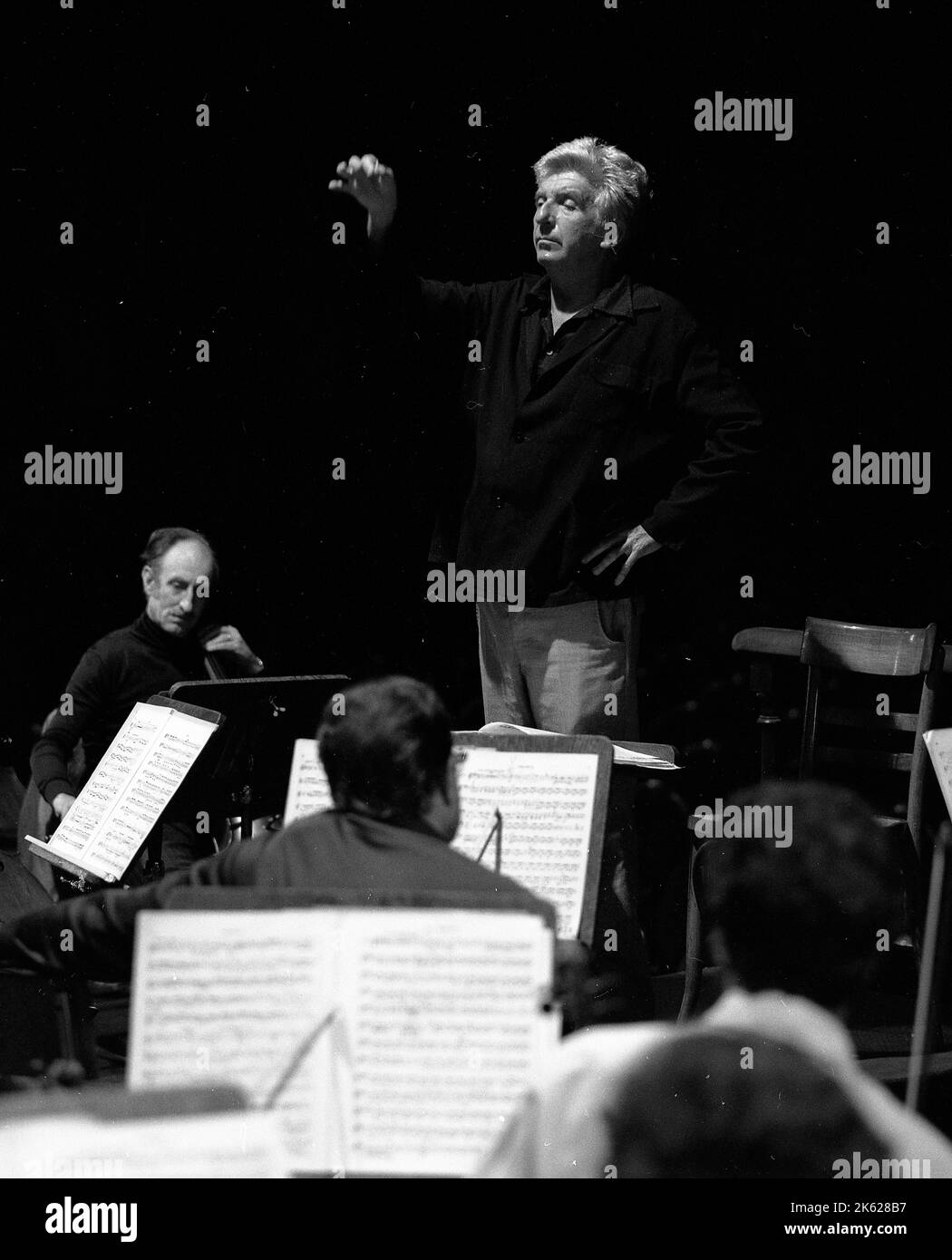 Peter Maag, Swiss orchestra conductor, rehearsing at the Teatro Colon ...