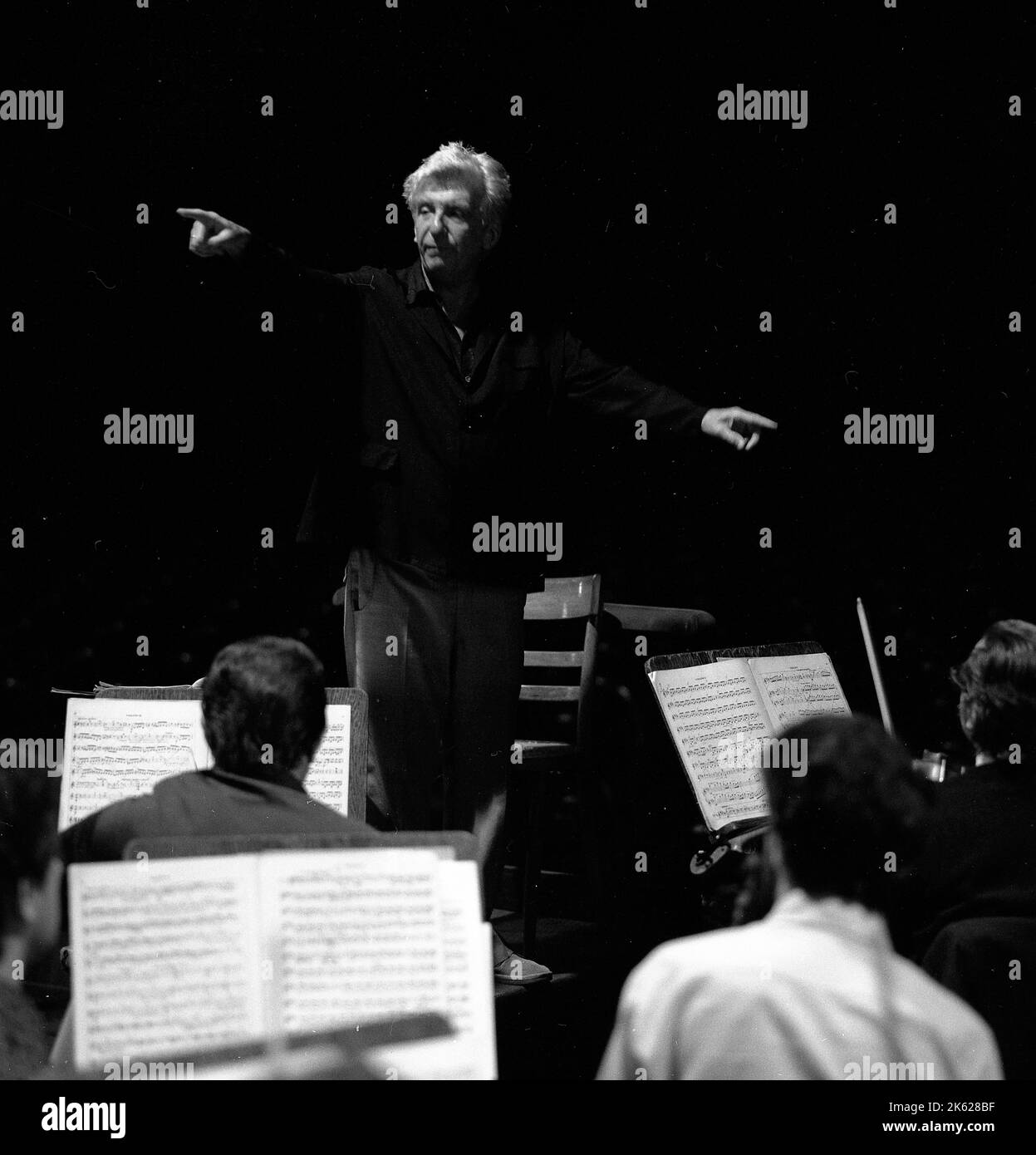 Peter Maag, Swiss orchestra conductor, rehearsing at the Teatro Colon ...
