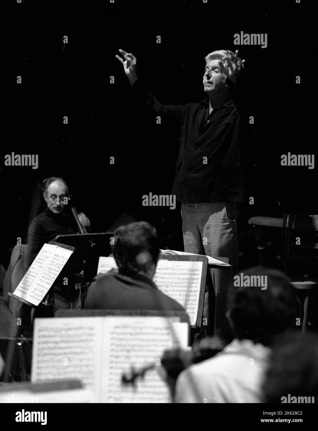 Peter Maag, Swiss orchestra conductor, rehearsing at the Teatro Colon ...