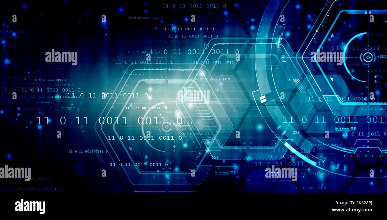 2d illustration Abstract futuristic electronic circuit technology ...