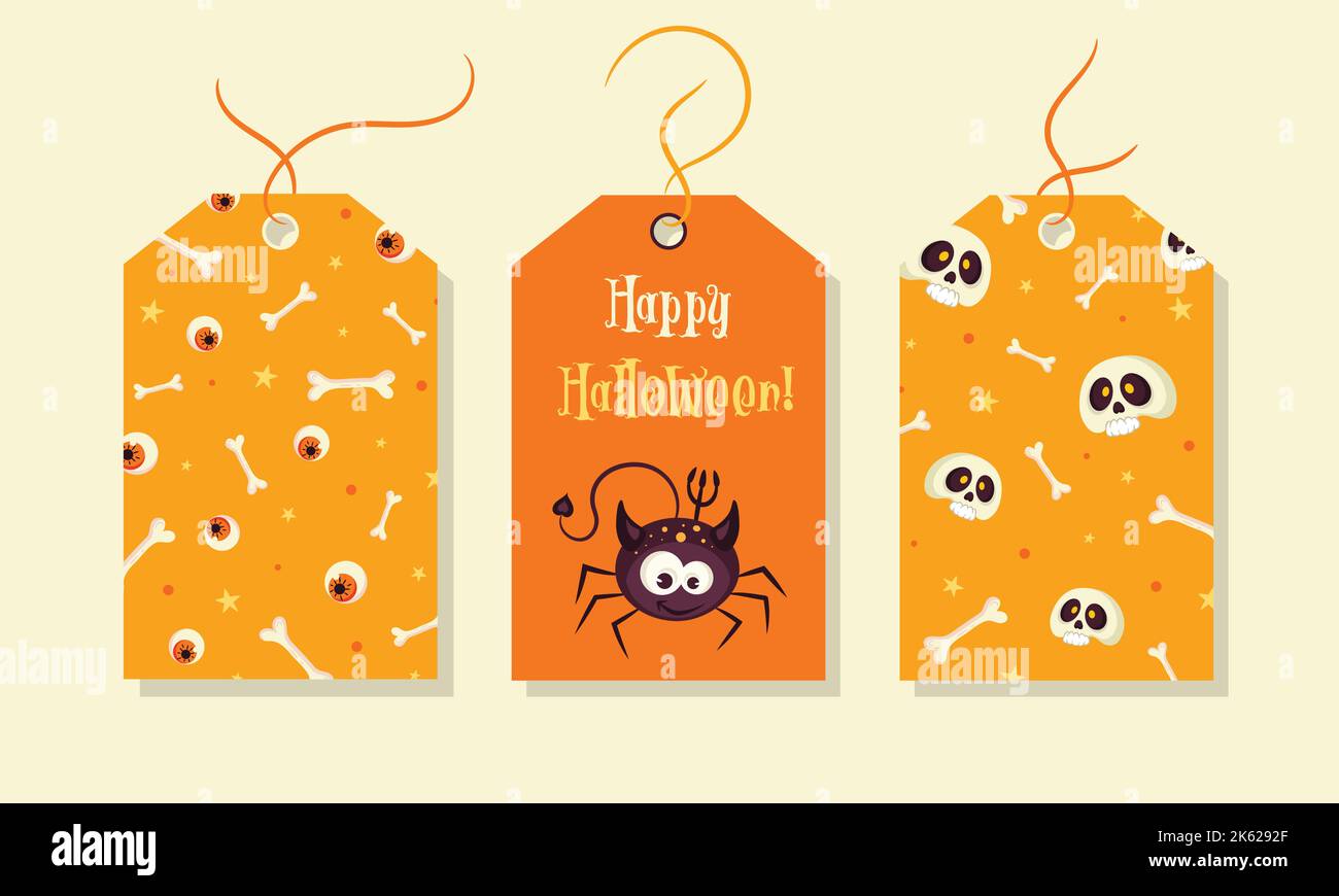 Halloween gift tags. Cute label template happy Halloween day for ...