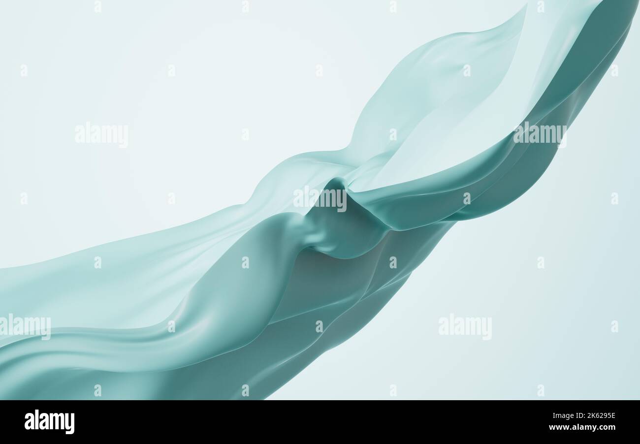 Flowing green cloth background, 3d rendering. Computer digital drawing ...